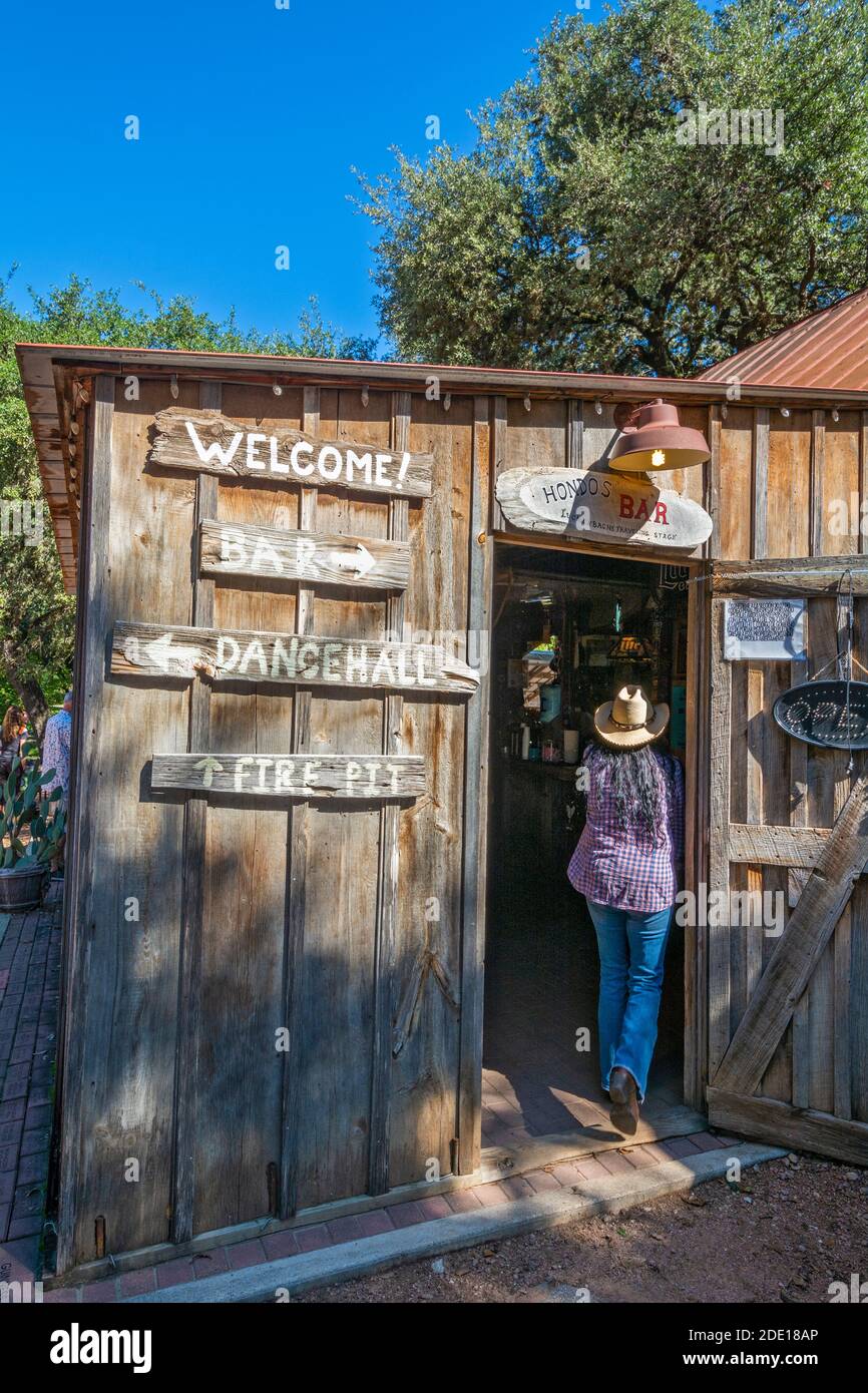 Texas Hill Country, Gillespie County, Luckenbach, Hondo's Bar Entrance ...