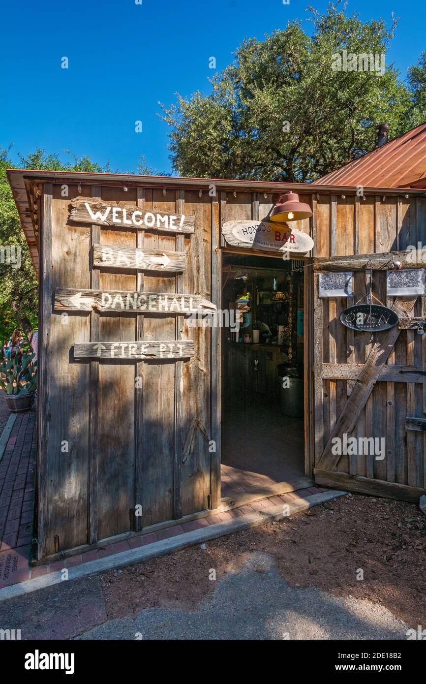 Texas Hill Country, Gillespie County, Luckenbach, Hondo's Bar Entrance ...