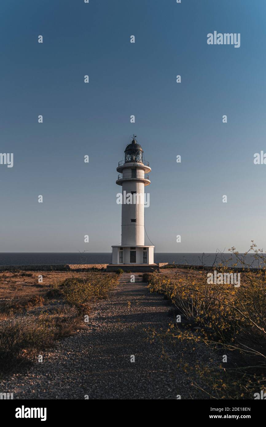 Front view of lighthouse in Formentera Stock Photo - Alamy