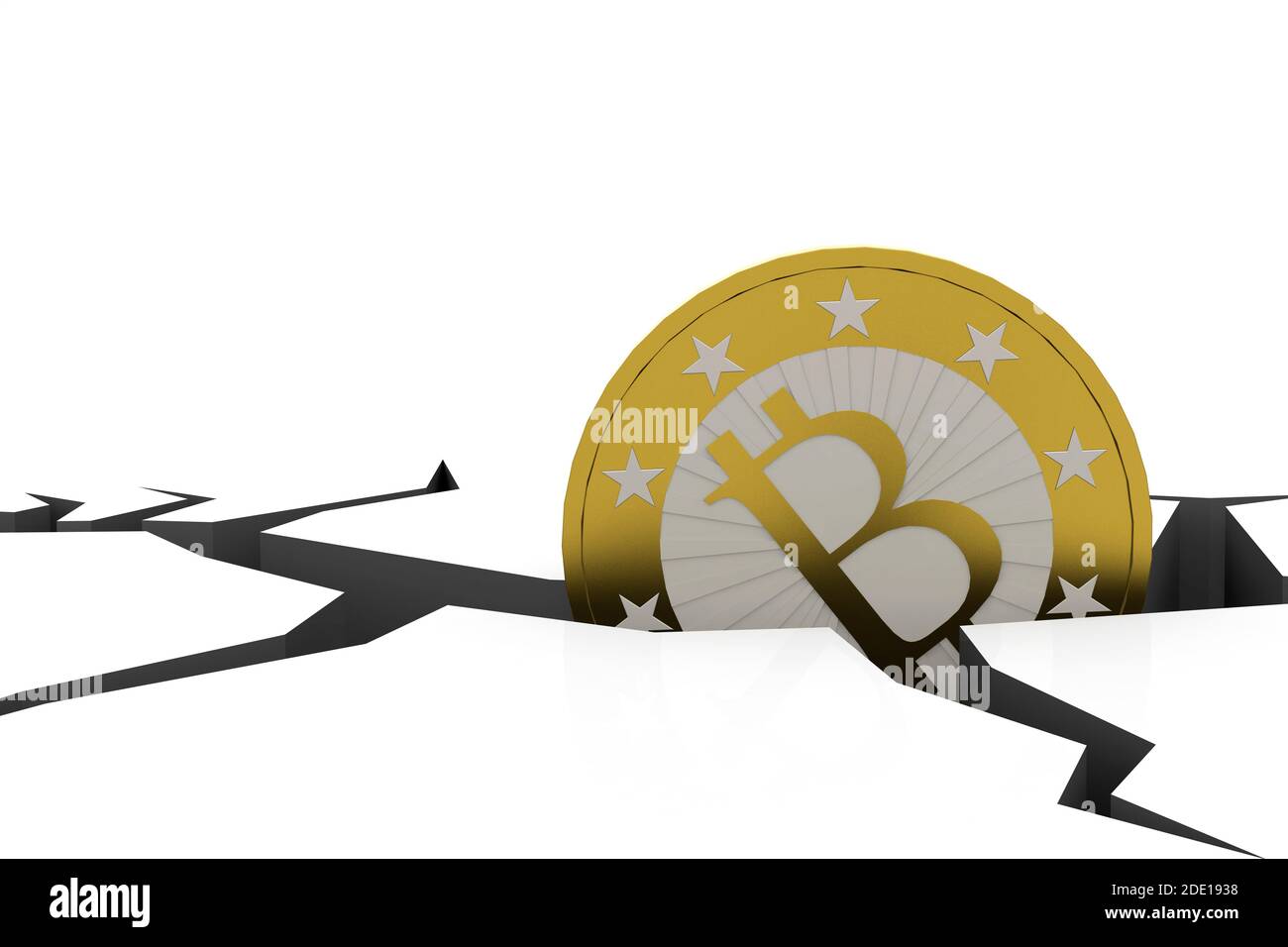 Crack ground and bitcoin isolated, 3d rendering Stock Photo - Alamy