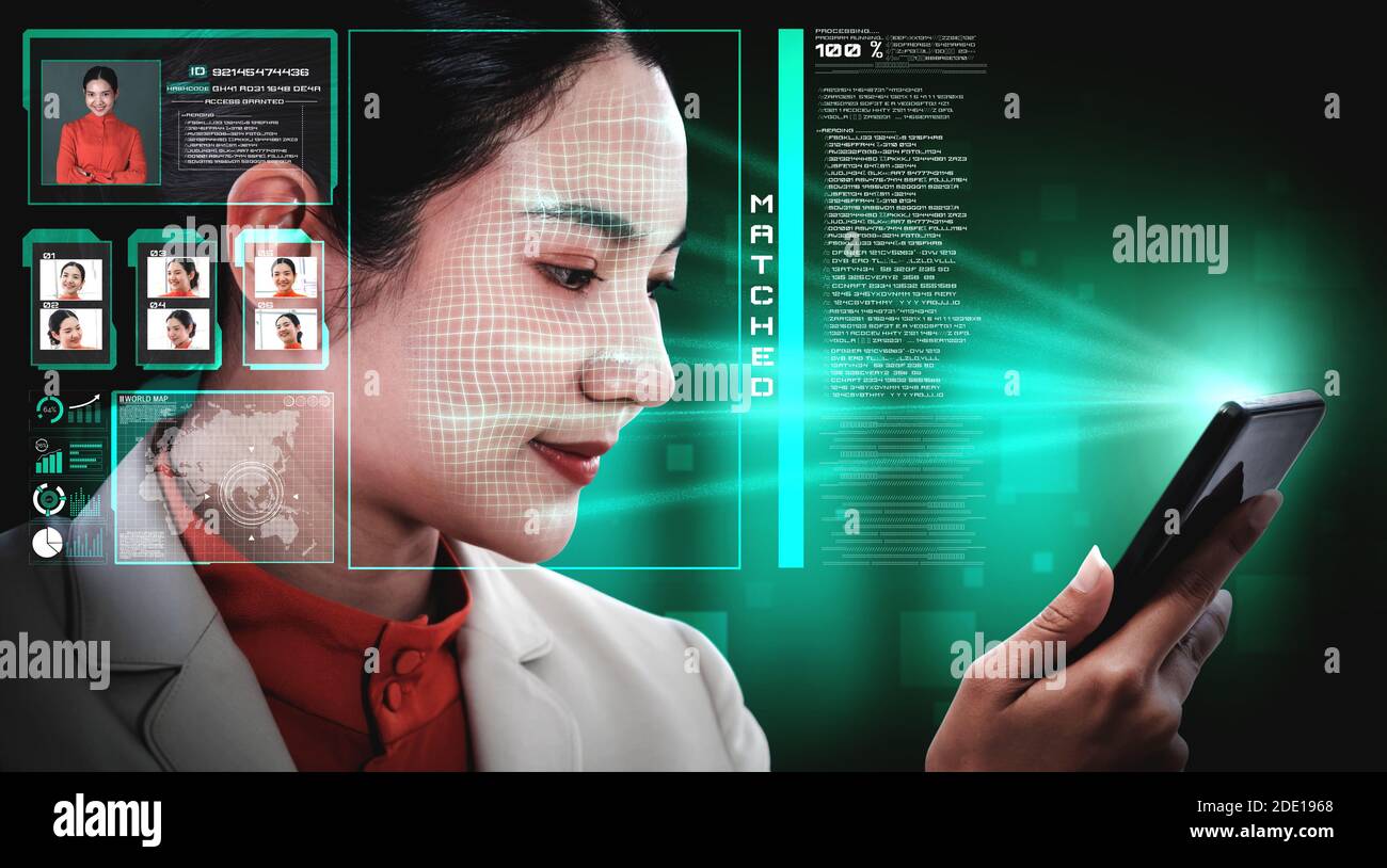 Facial recognition technology scan and detect people face for ...