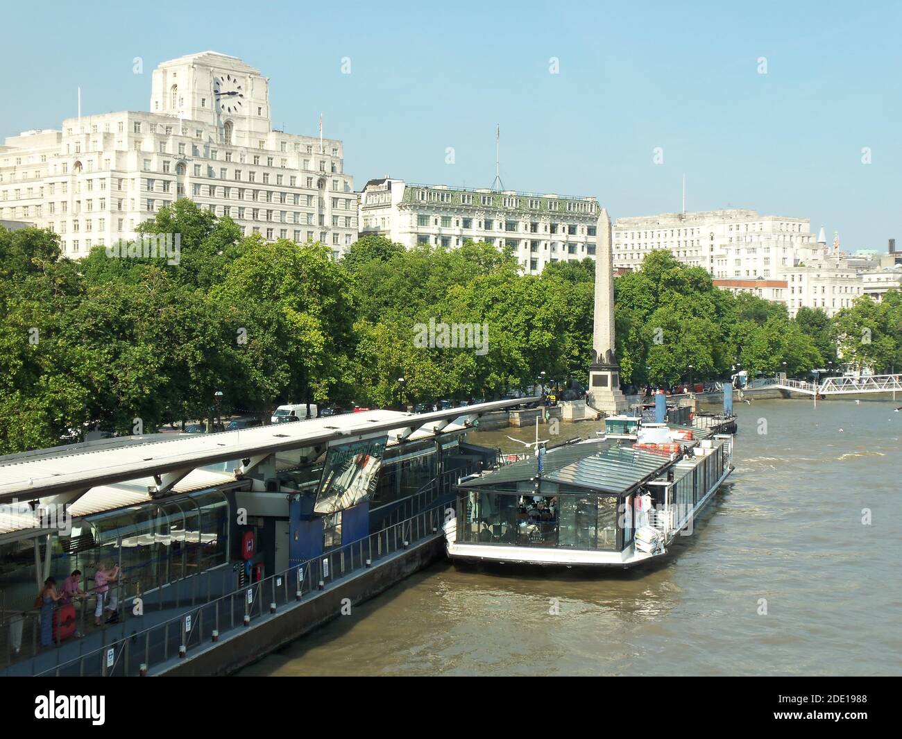 Embankment Pier and Cleopatra's Needle on the River Thames, London. To ...