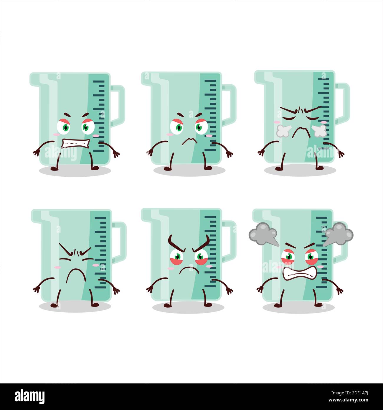 Measuring cup cartoon character with various angry expressions. Vector ...