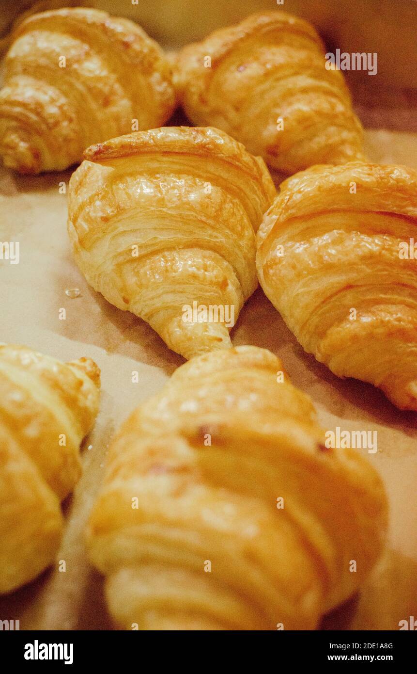 assorted croissant freshly baked from the oven Stock Photo - Alamy