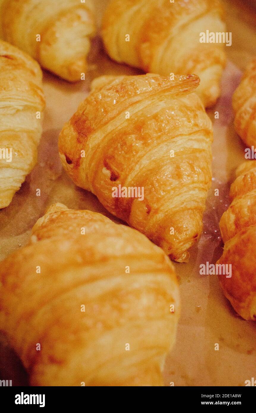 assorted croissant freshly baked from the oven Stock Photo - Alamy