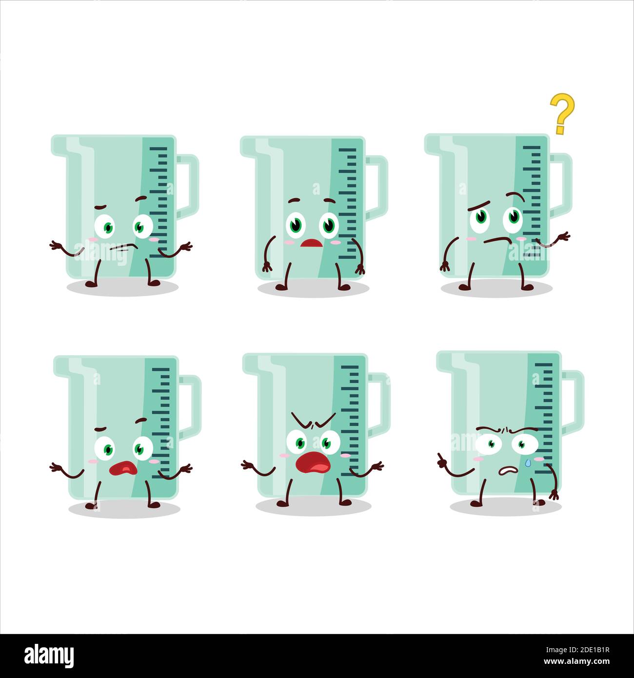 Cartoon character of measuring cup with what expression. Vector ...