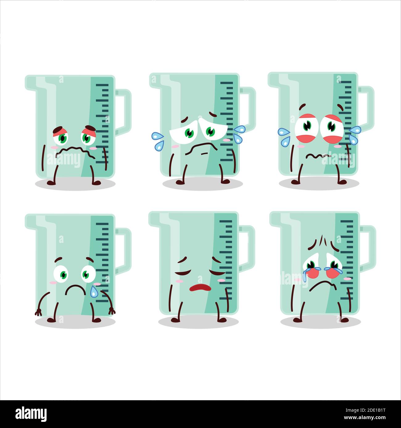 Measuring cup cartoon character with sad expression. Vector ...
