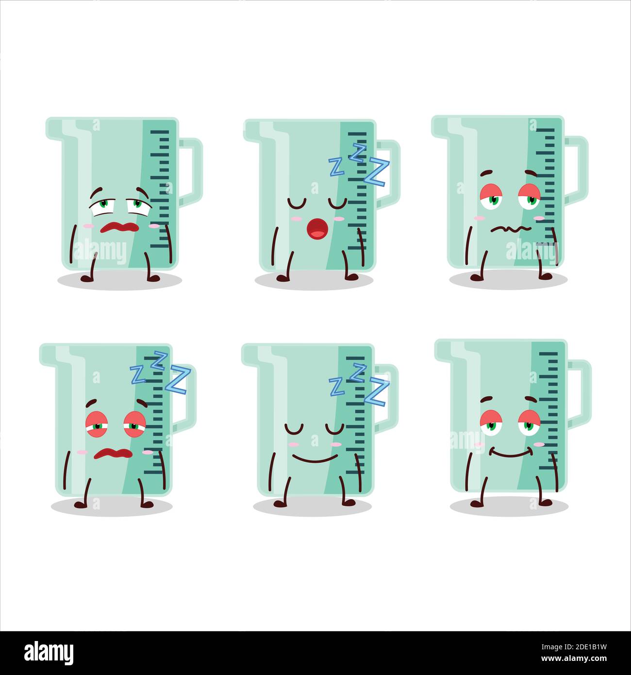 Cartoon character of measuring cup with sleepy expression. Vector ...