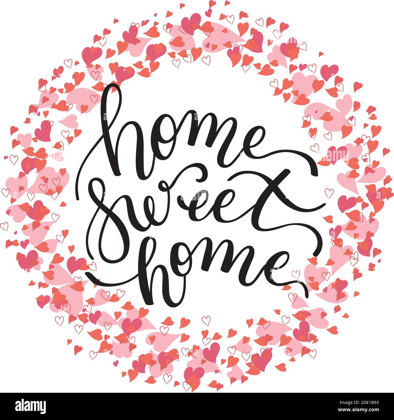 home Sweet home - hand lettering with heart. Template for greeting ...