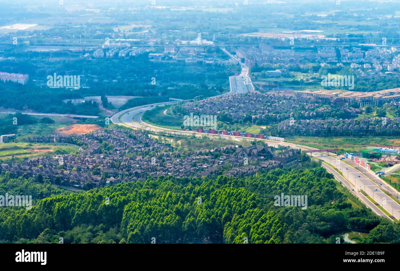 Aerial view of Chengdu, Sichuan Province, China Stock Photo - Alamy