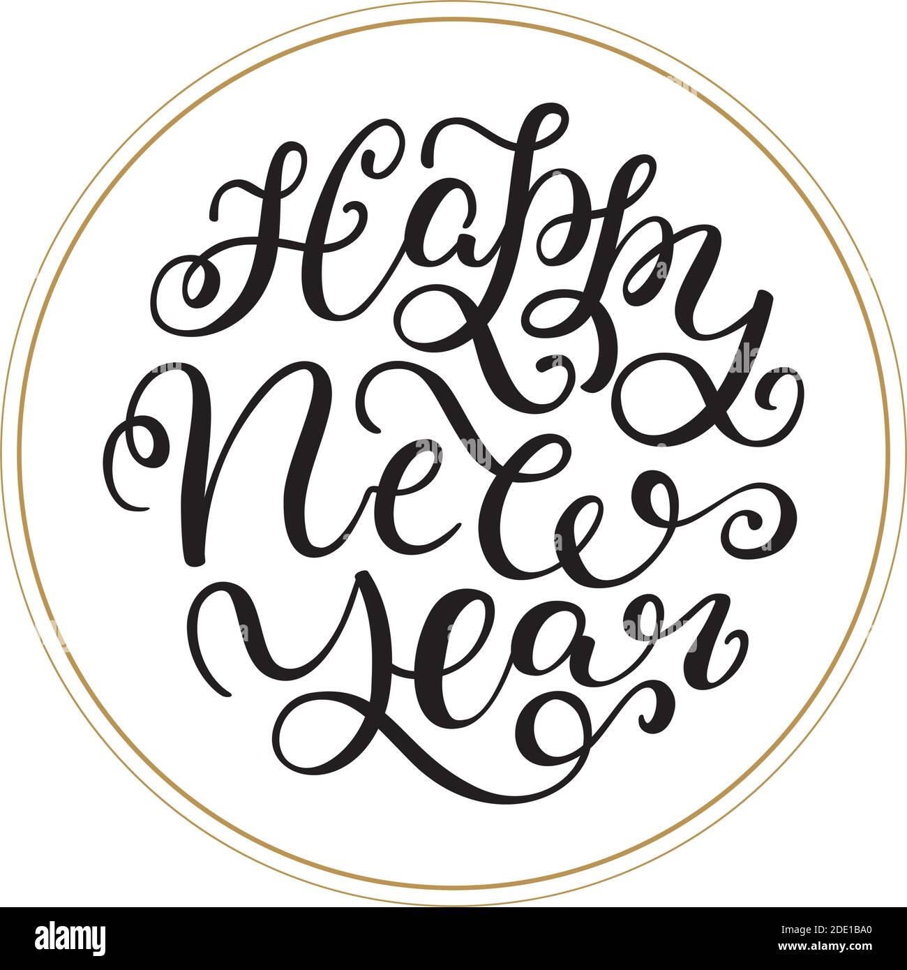 Happy New Year hand lettering. Template for card, poster, print Stock ...