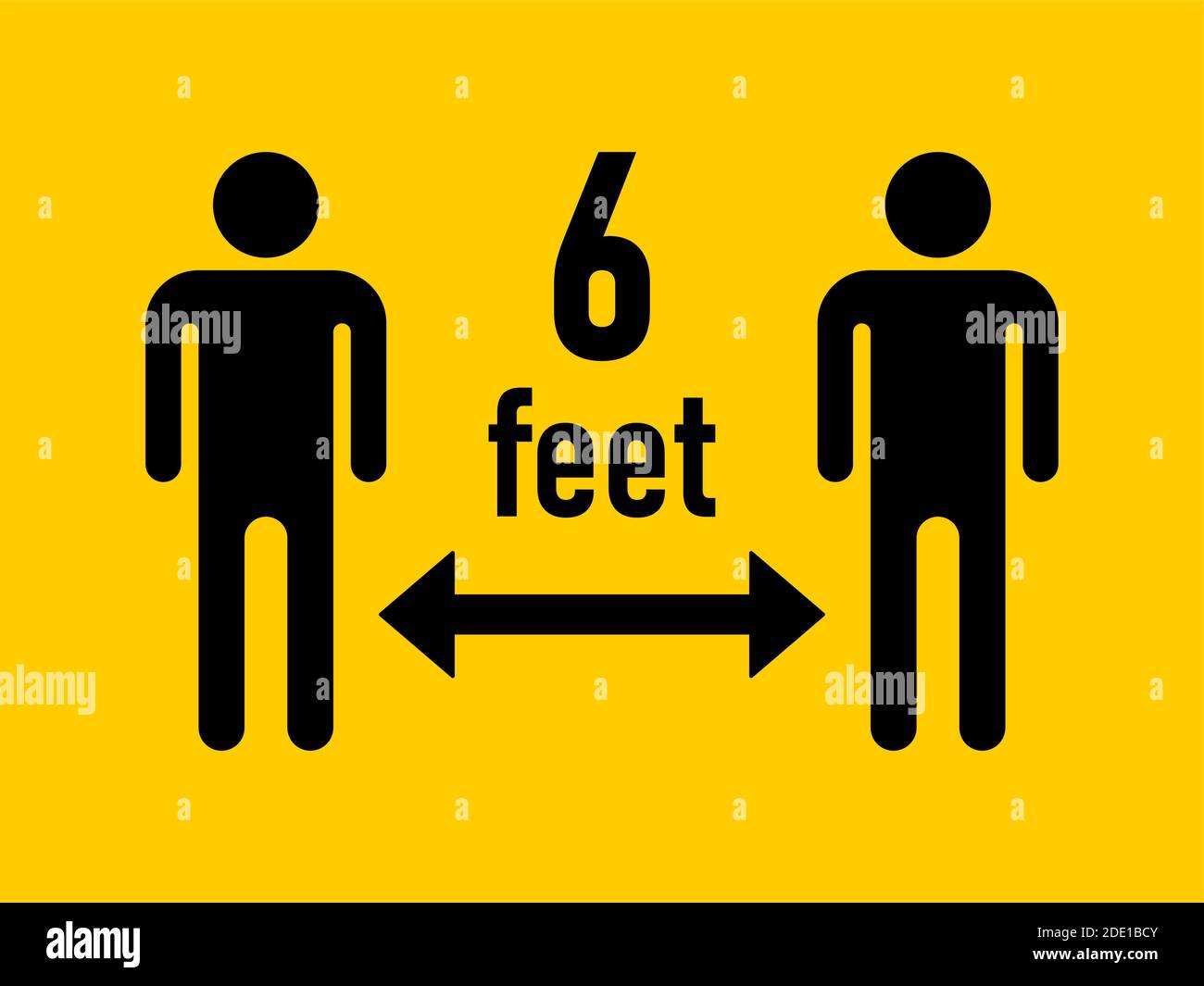 Keep Your Distance 6 Feet or 6 ft Social Distancing Warning Symbol ...