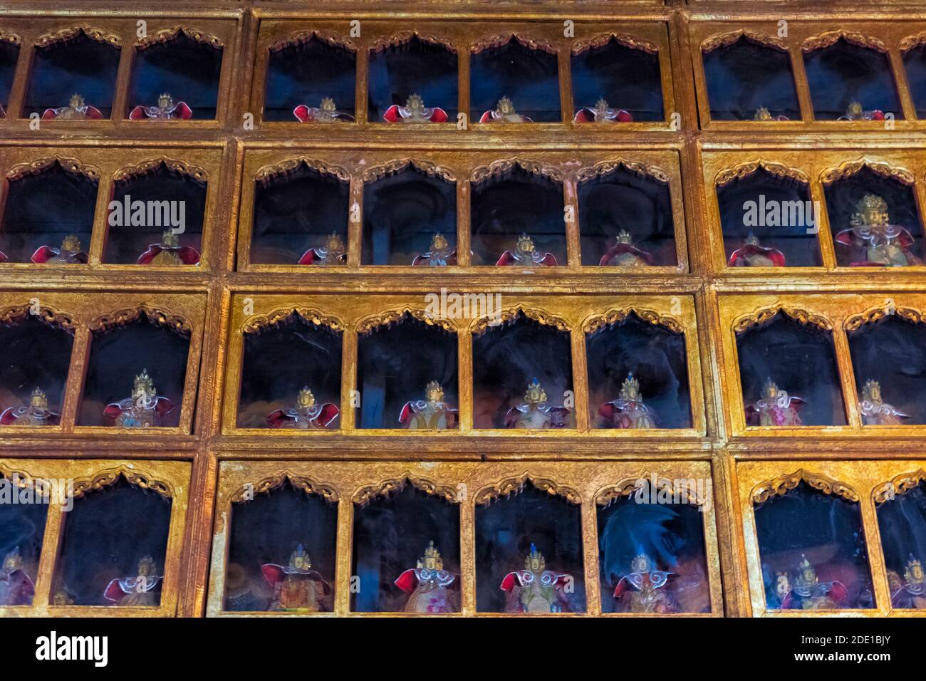 Buddhist statues in Drepung Monastery, one of the great three Gelug ...