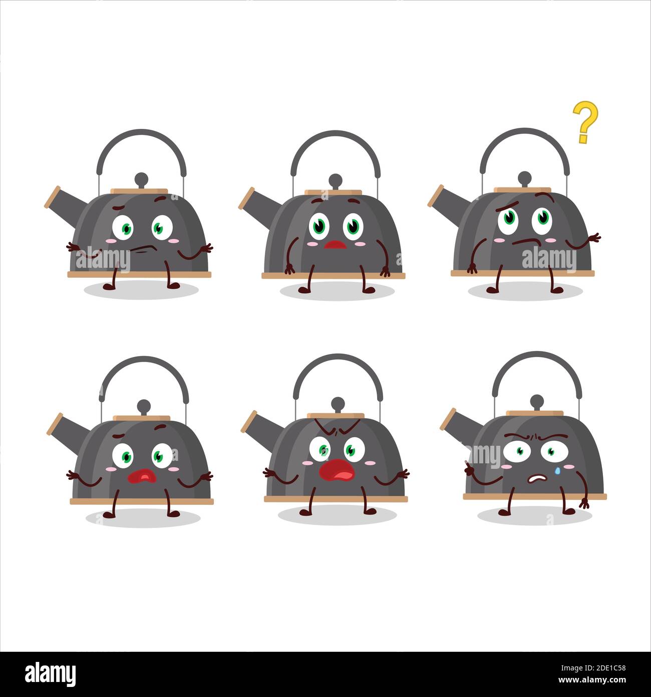 Cartoon character of black teapot with what expression. Vector ...