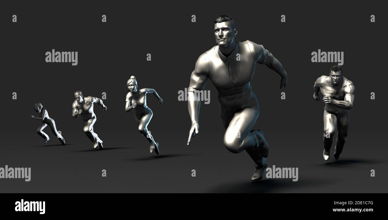 Business People Leadership Concept with Team Running Forward Stock ...