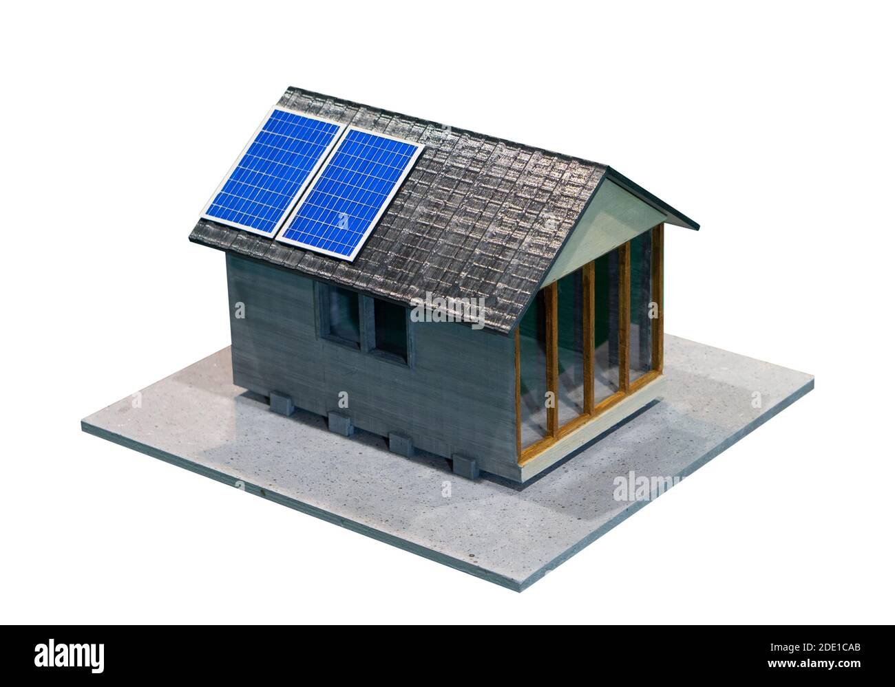 House model with separate solar panels isolated on white background ...