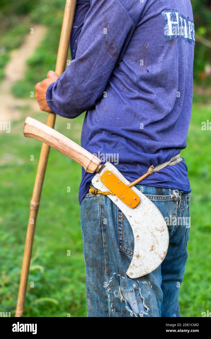 A farm worker with his bolo farm blade in Batangas, Philippines Stock ...