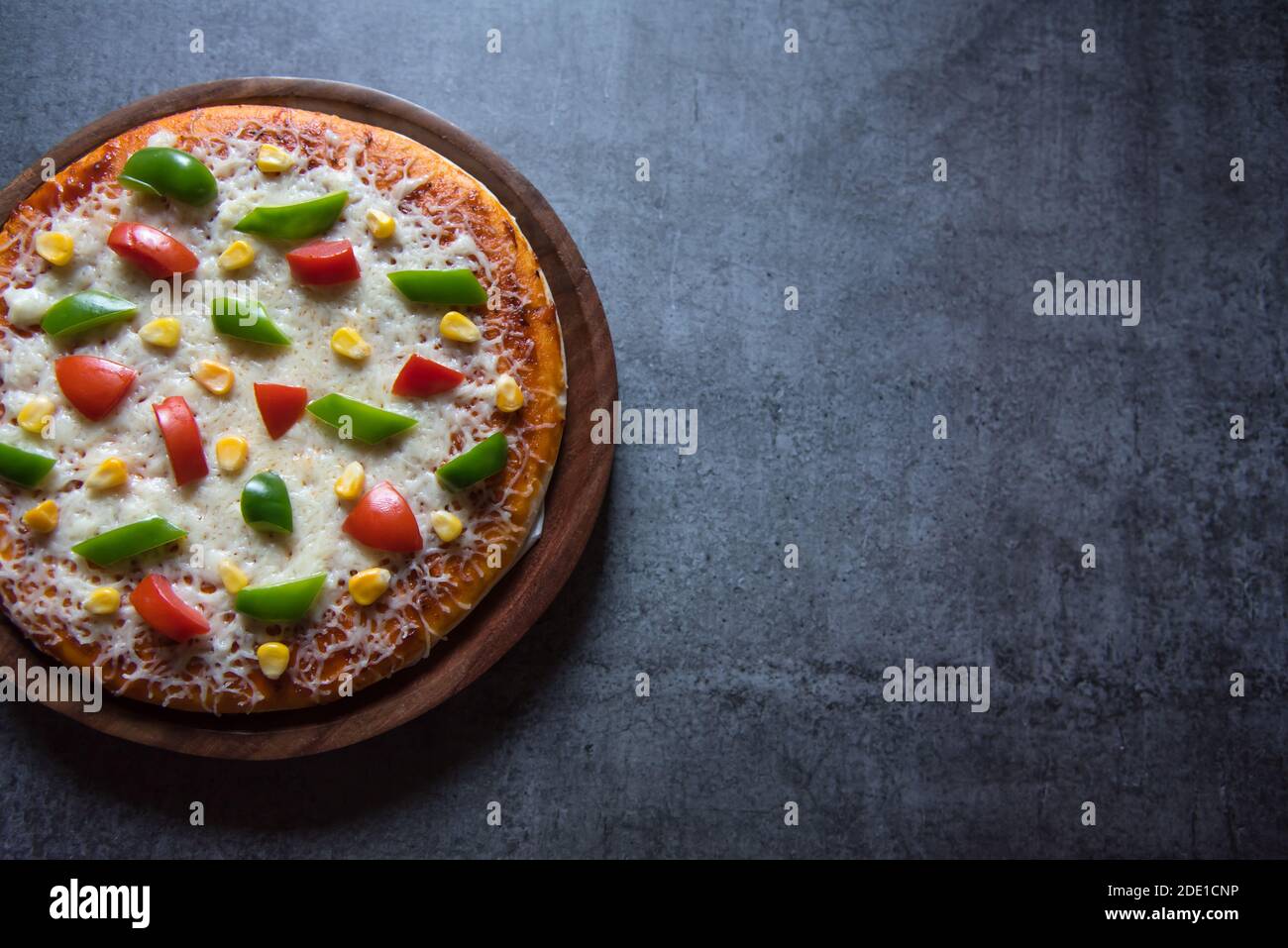 Italian delicacy margherita pizza with toppings. Copy space Stock Photo ...