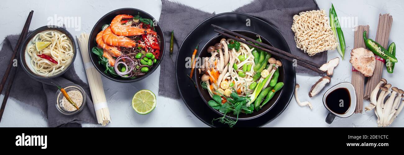 Various of asian meals. Asian food concept. Chinese or Thai cuisine ...