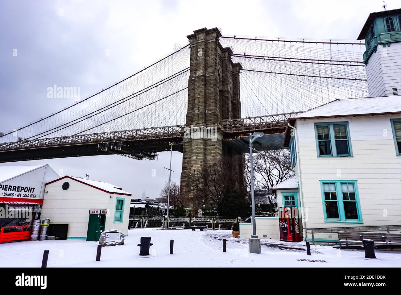 Brooklyn Bridge that connects Brooklyn and Manhattan. New York, USA ...