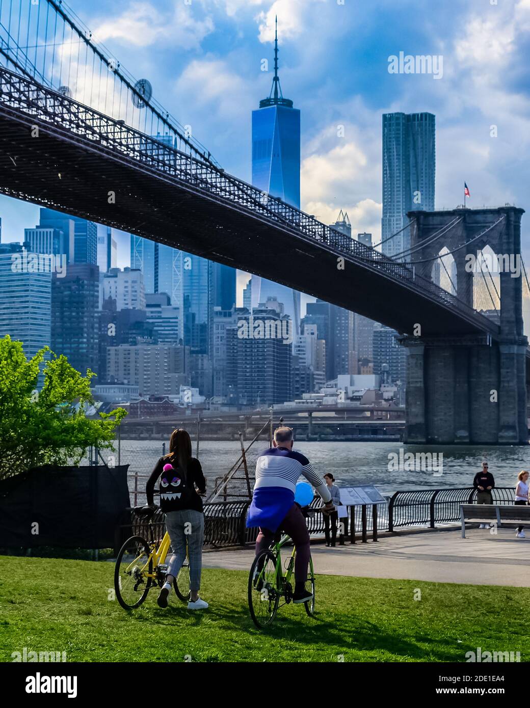 Brooklyn Bridge that connects Brooklyn and Manhattan. New York, USA ...