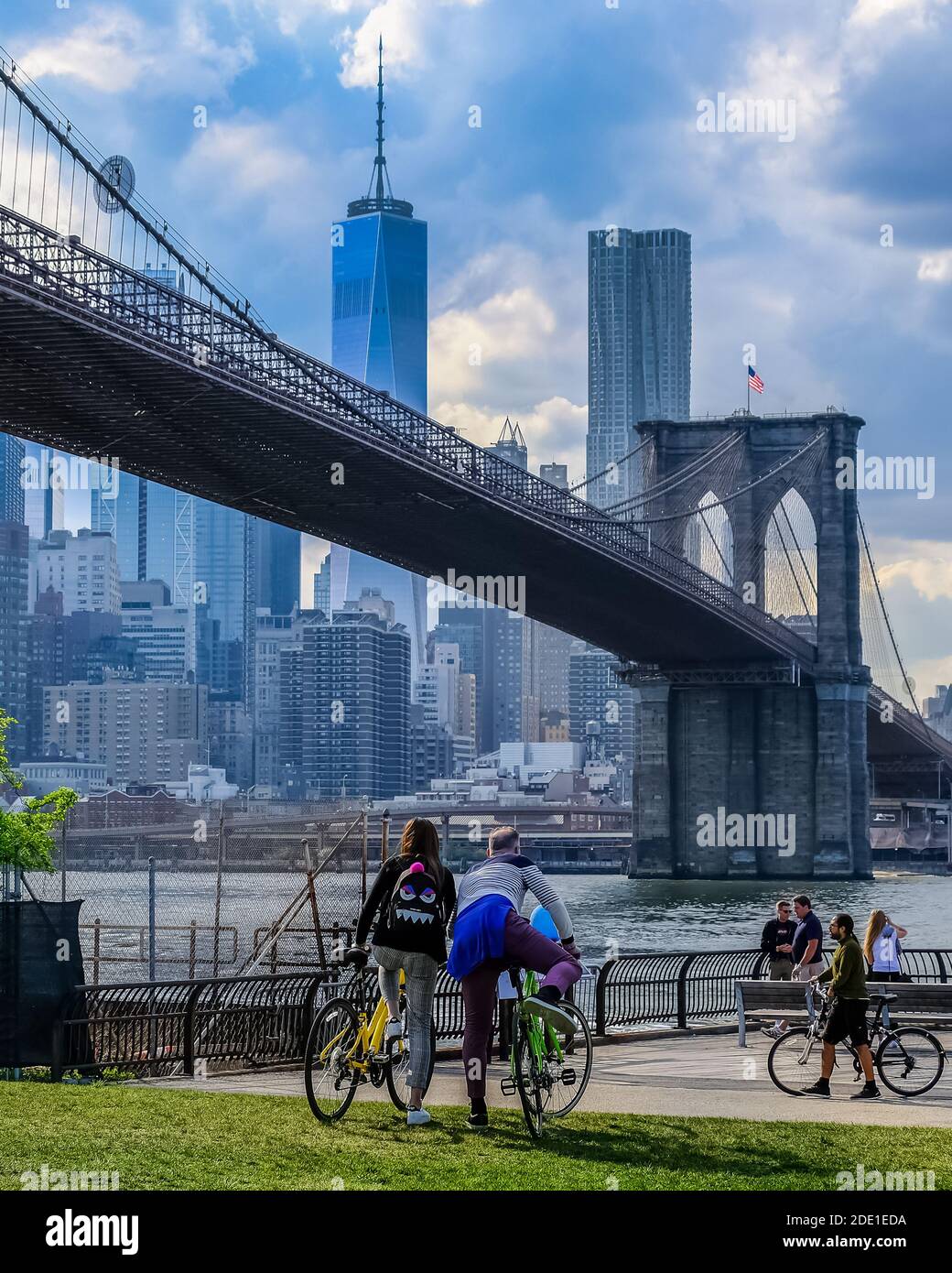Brooklyn Bridge that connects Brooklyn and Manhattan. New York, USA ...