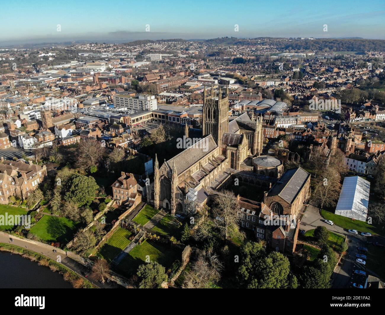 Worcester cathedral aerial hi-res stock photography and images - Alamy