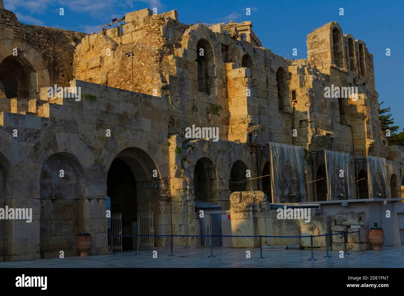 Exterior of the Acropolis in the Thissio area of downtown Athens Greece ...