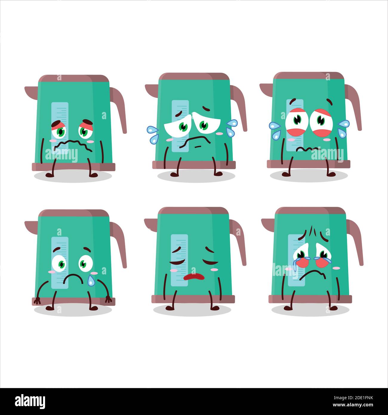 Digital kettle cartoon character with sad expression. Vector ...