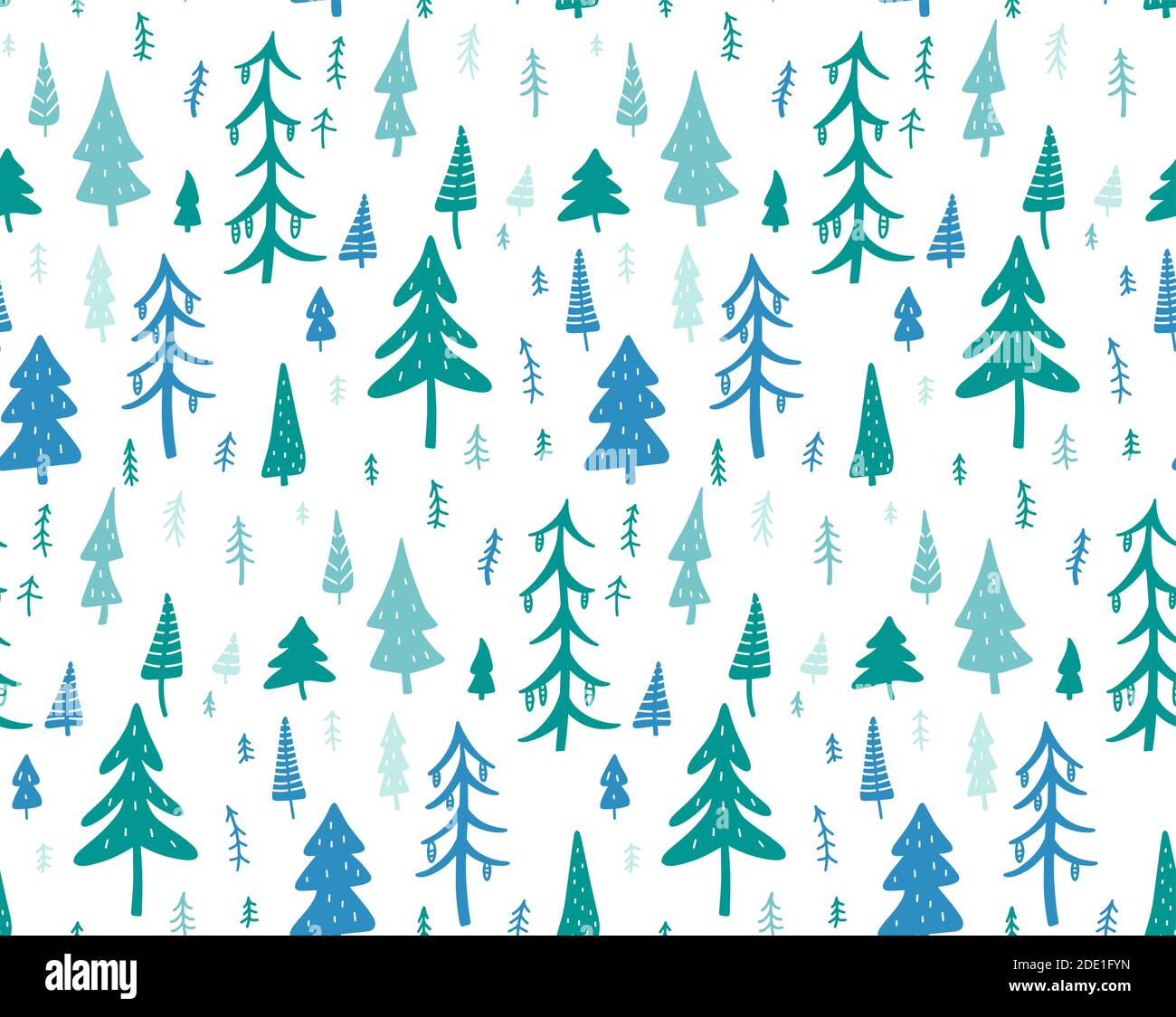 Forest seamless pattern Scandinavian style. different Christmas trees ...