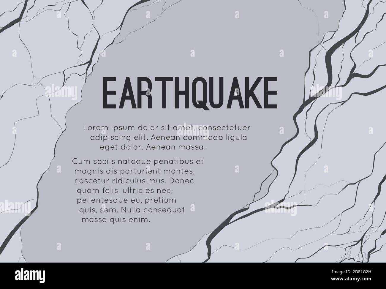 Vector horizontal card with earthquake and space for text. Splits and ...