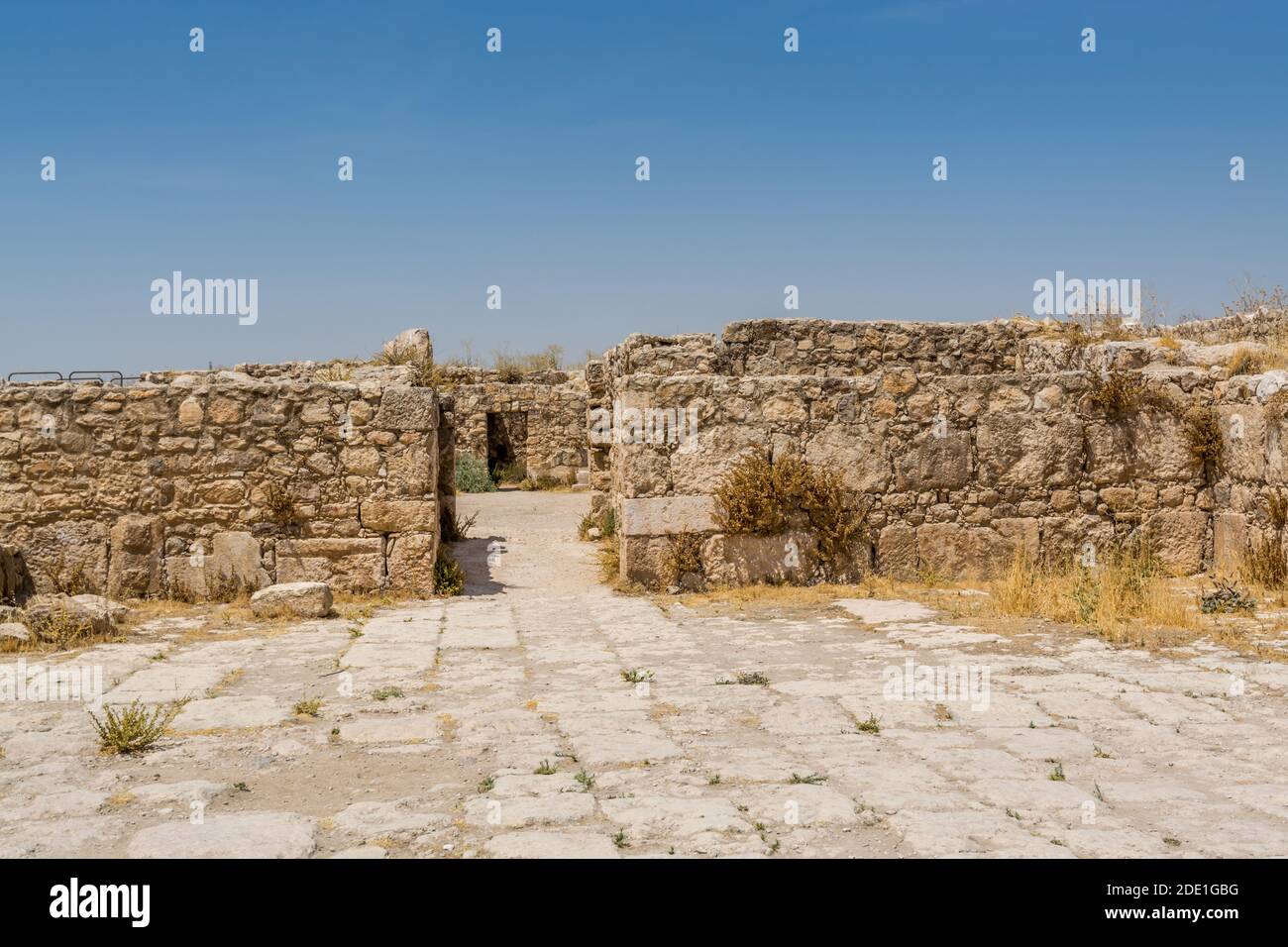 Ruins of the walls in the Amman Citadel, a historical site at the ...