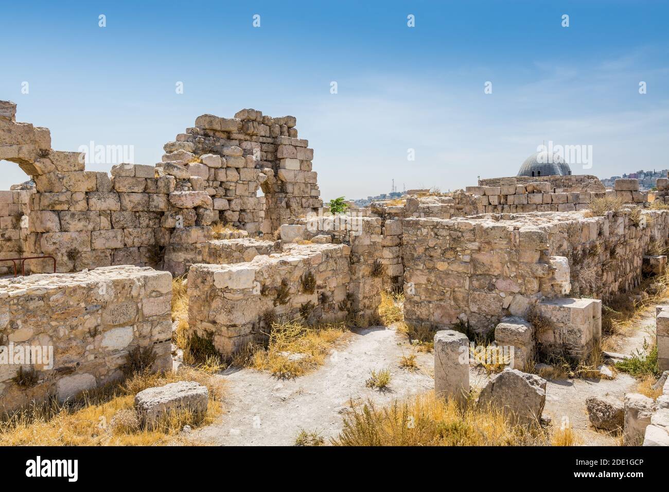 Ruins of the walls in the Amman Citadel, a historical site at the ...
