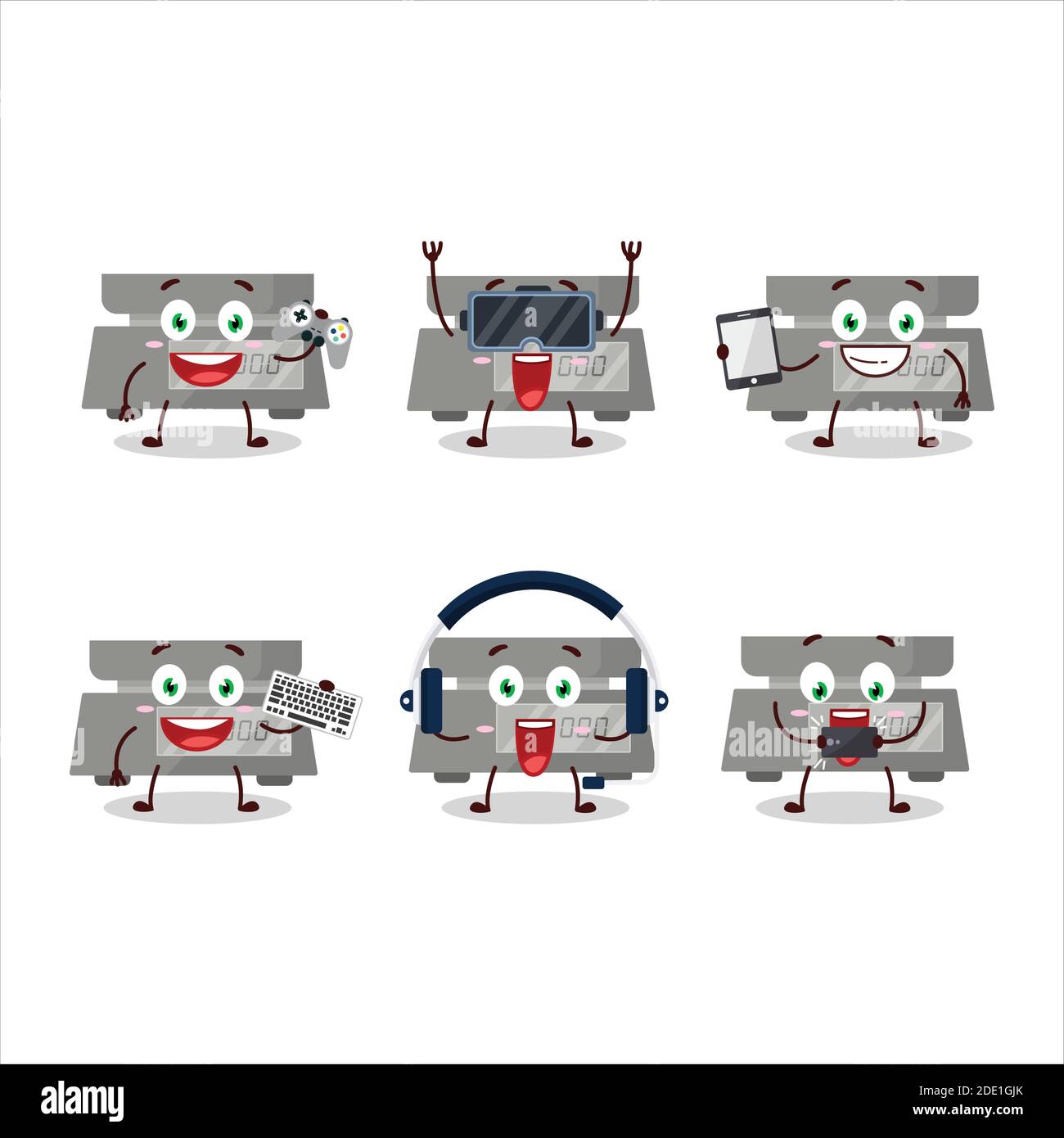 Digital weight cartoon character are playing games with various cute ...