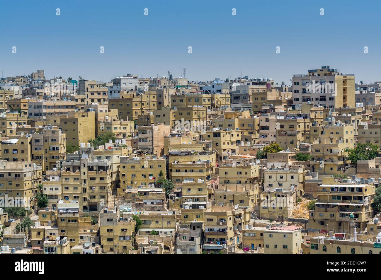 Cityscape of Amman with numerous buildings, the capital and most ...
