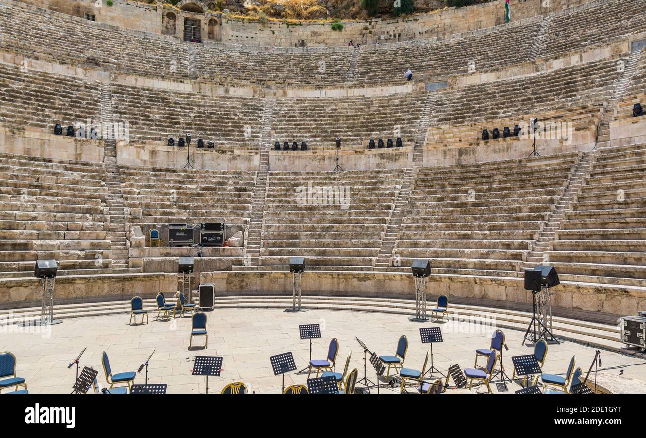 Ruins of the Ancient roman amphitheatre in Amman,Jordan, near the ...