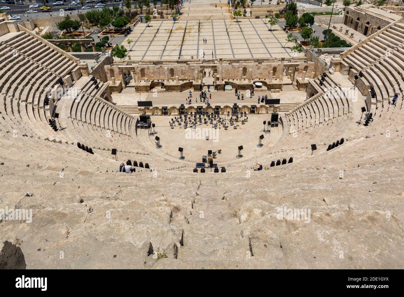 Ruins of the Ancient roman amphitheatre in Amman,Jordan, near the ...
