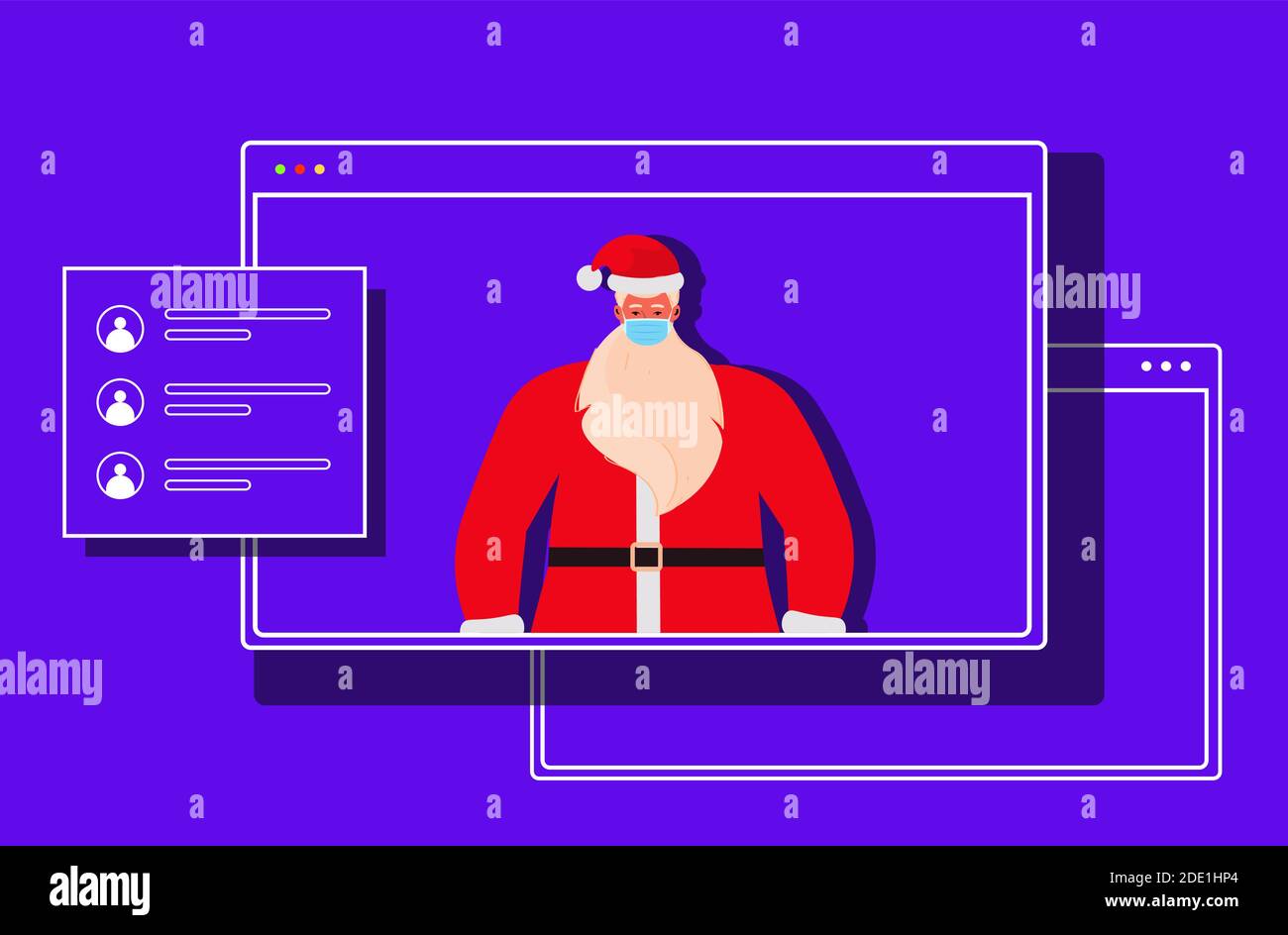 santa claus in web browser window wearing mask to prevent coronavirus ...