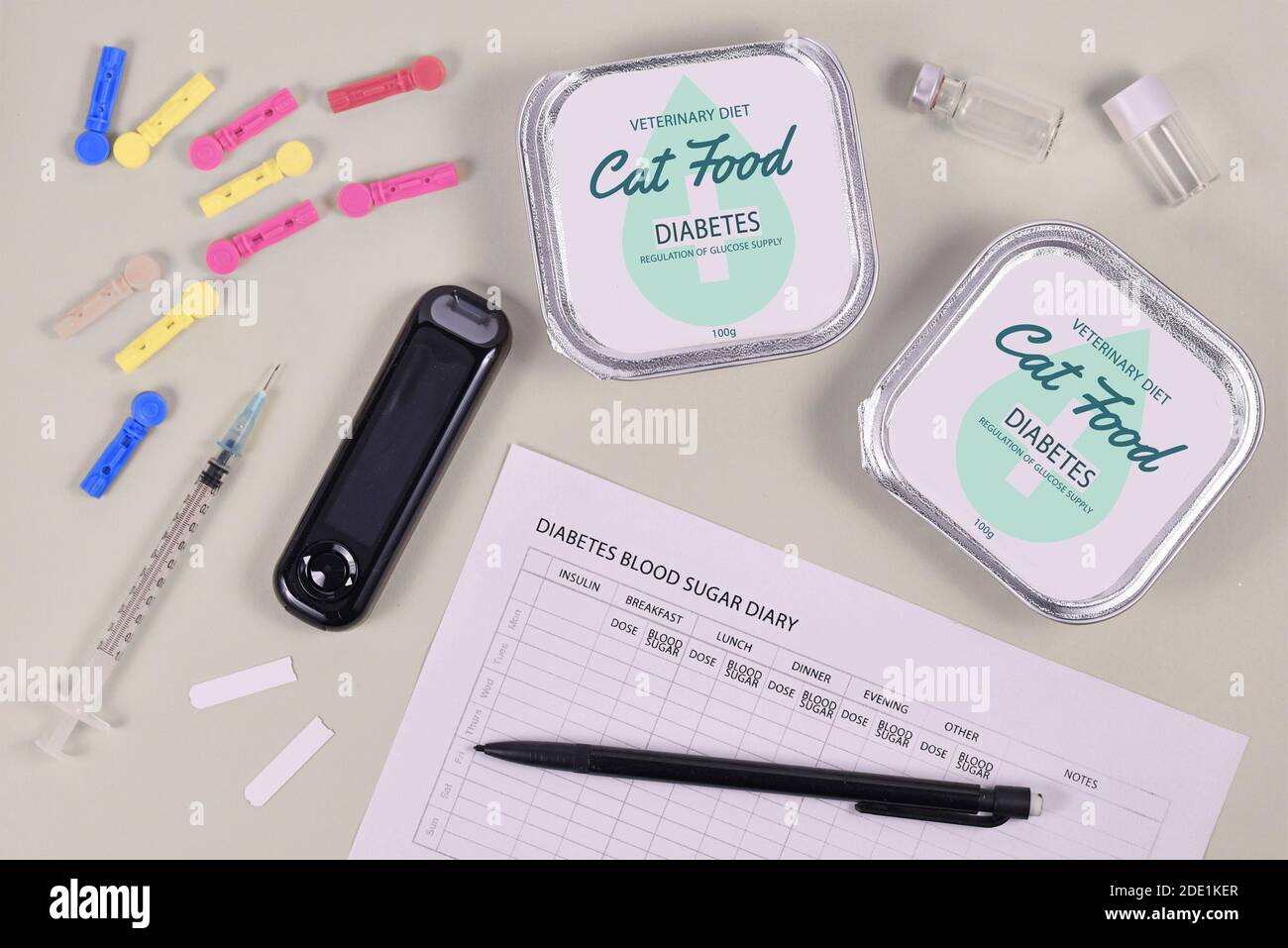 Concept for Diabetes disease with cats with veterinary cat food ...