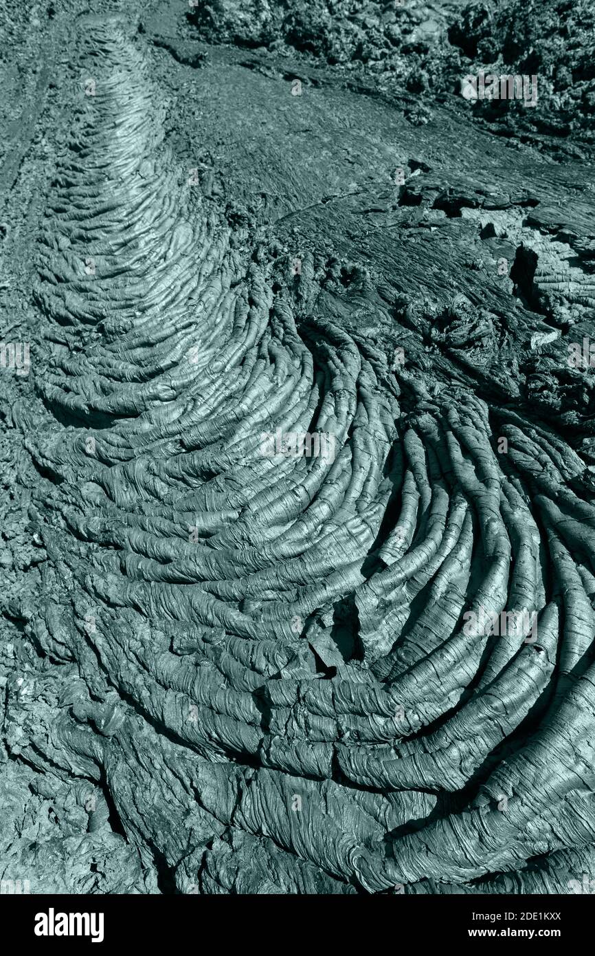 Creative volcanic background: undulating surface frozen lava flow which ...
