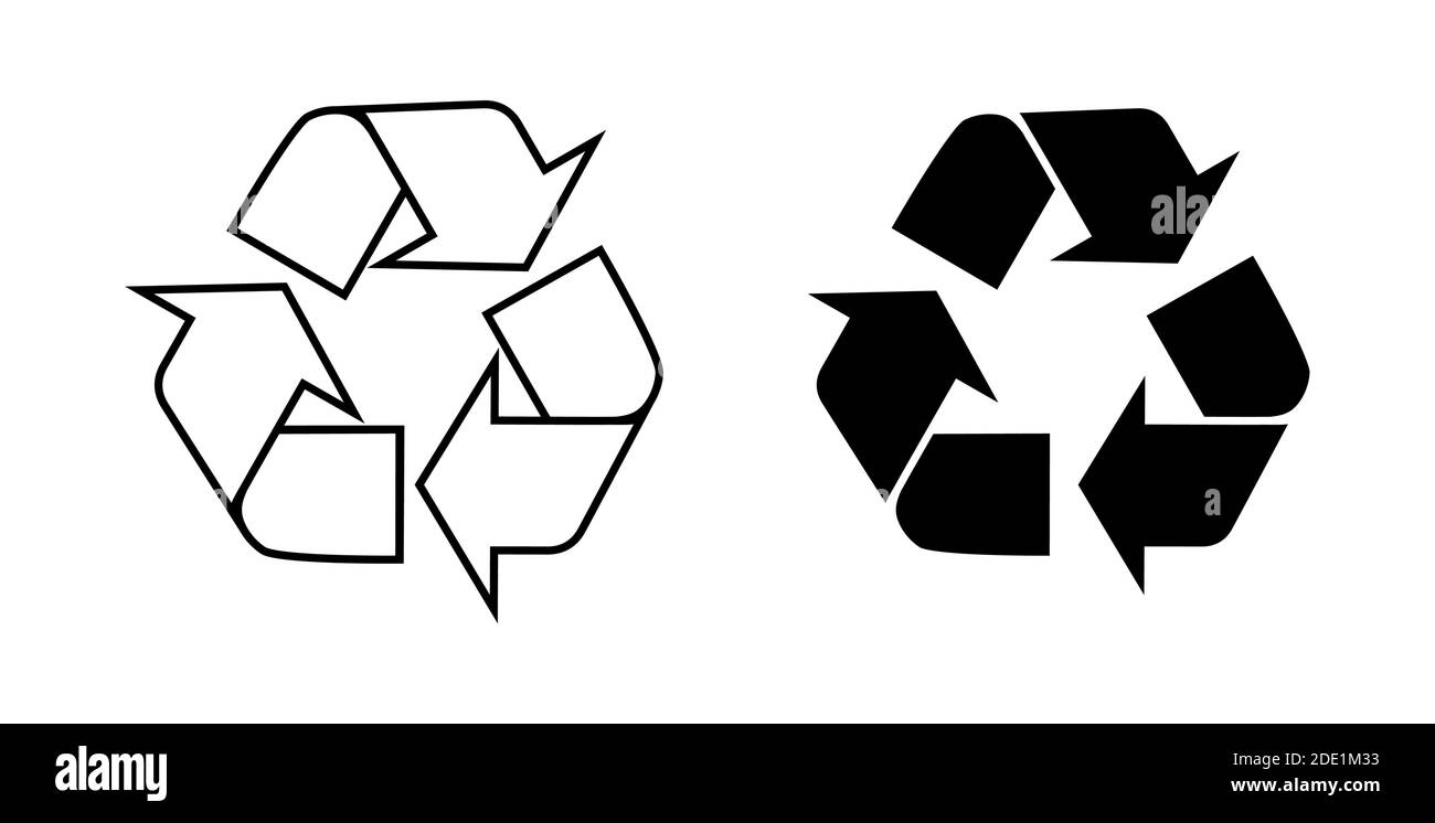 black and white sign for recycling garbage, used raw materials. Caring ...