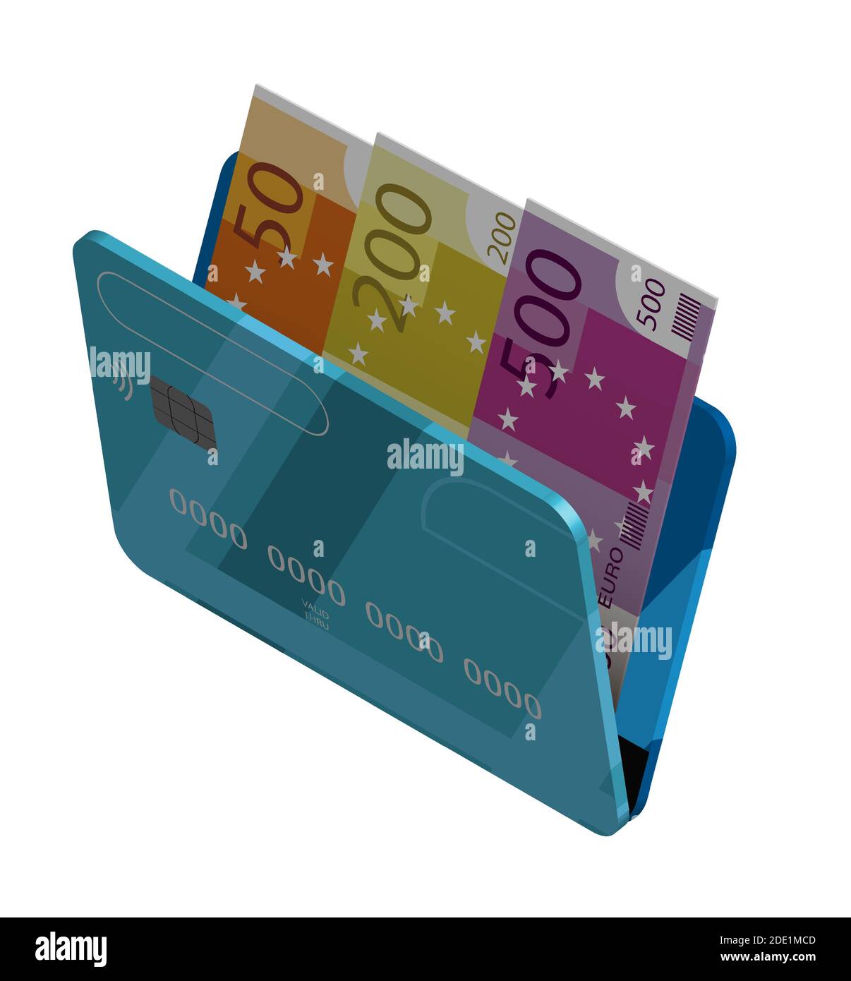 Isometric, plastic bank credit cards, electronic wallet for cash ...