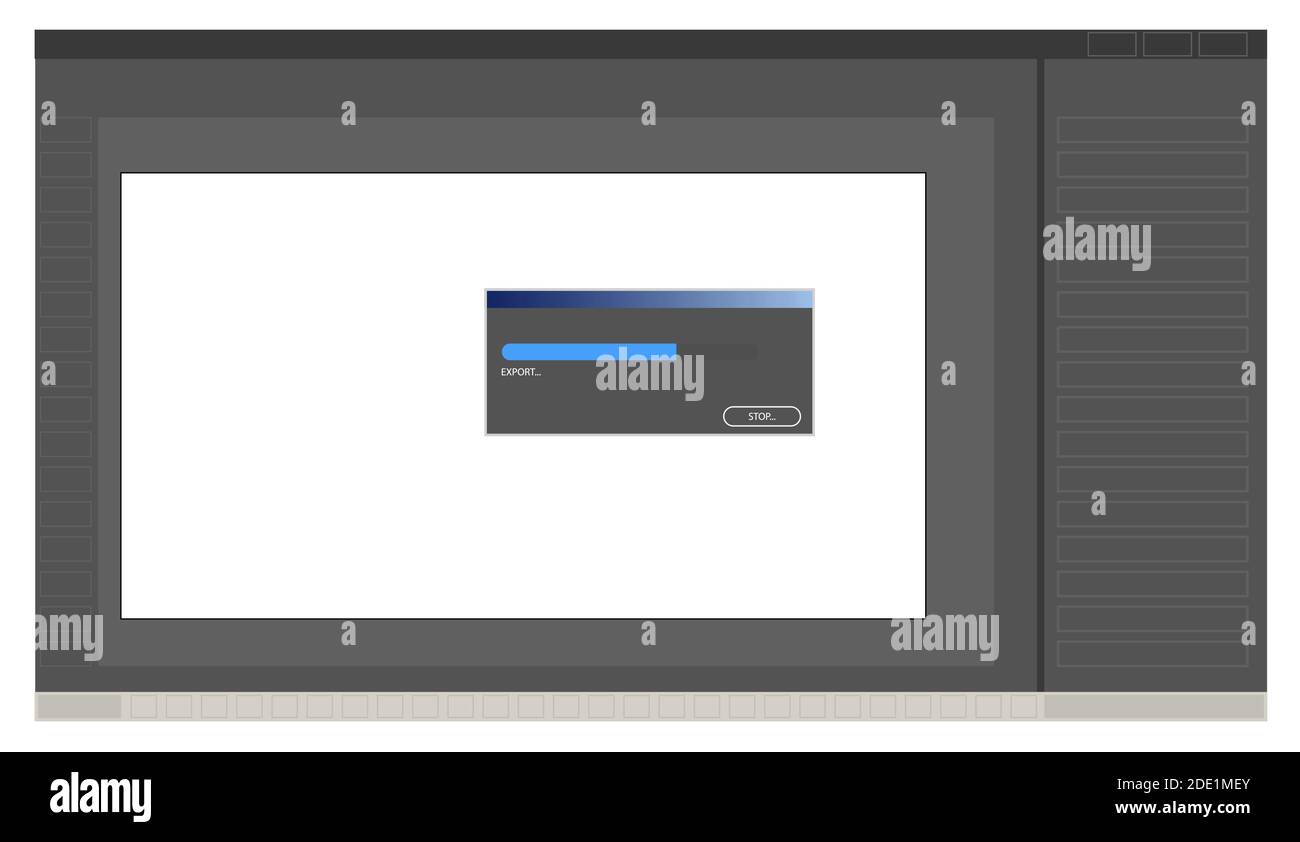 image export window with loading bar. Screen programs for working with ...