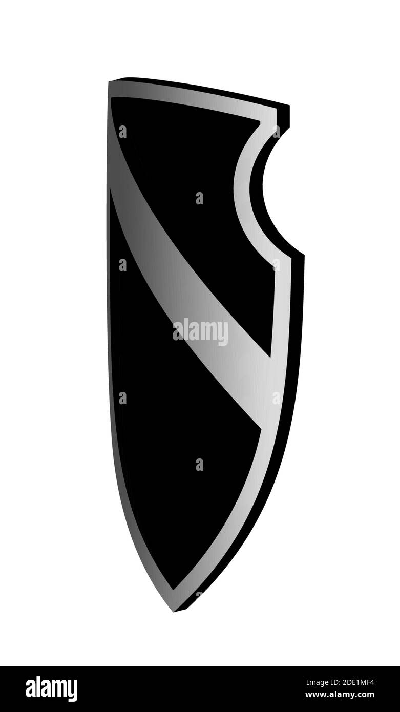 knight shield in black and white. Defense against attack. Isolated ...
