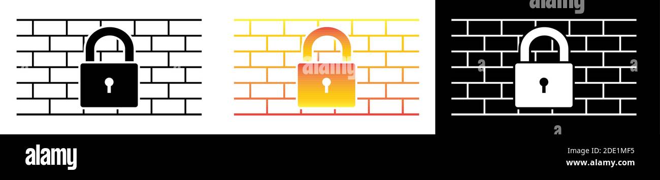 Firewall sign is black and white and in the colors of fire. Network ...