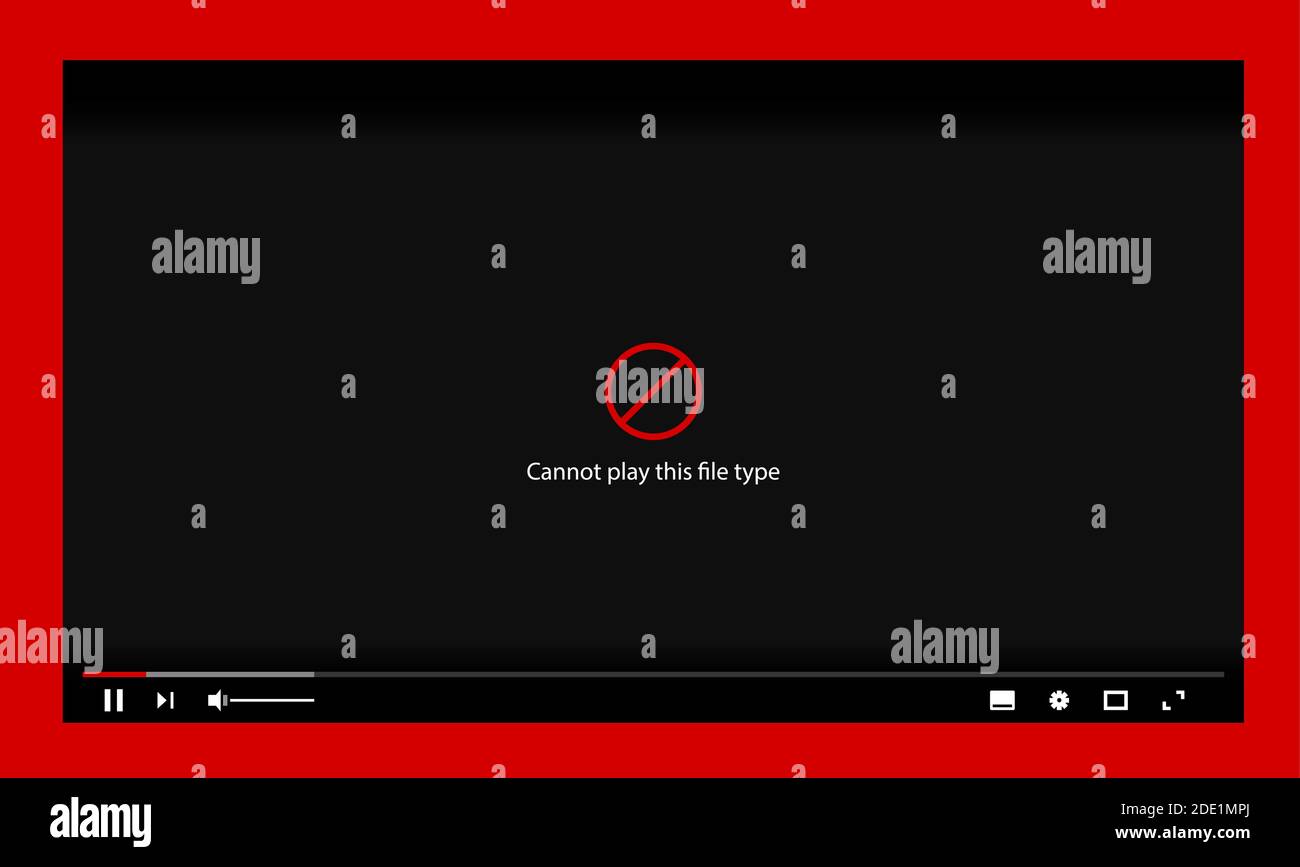 Media player screen template with file playback error. Watching movies ...