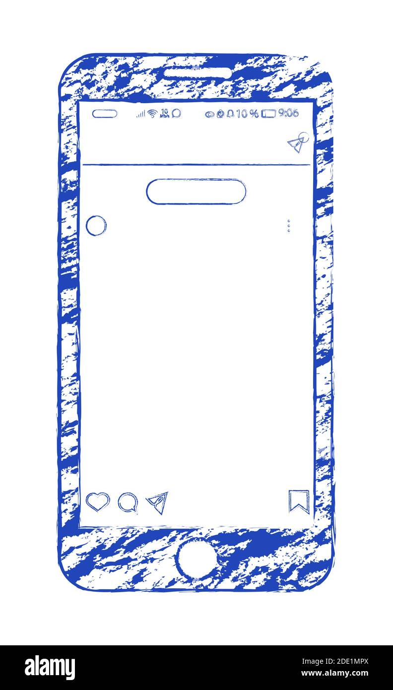 layout of the smartphone is carelessly drawn in ink. Post interface ...