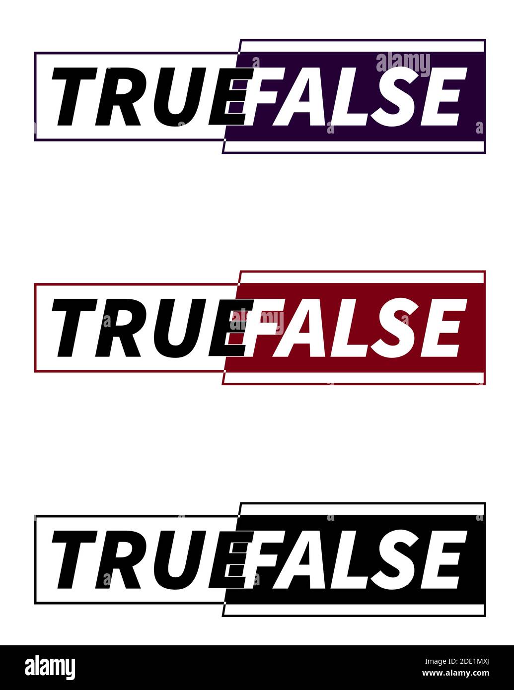 logo with the words true and false in different colors, print on ...