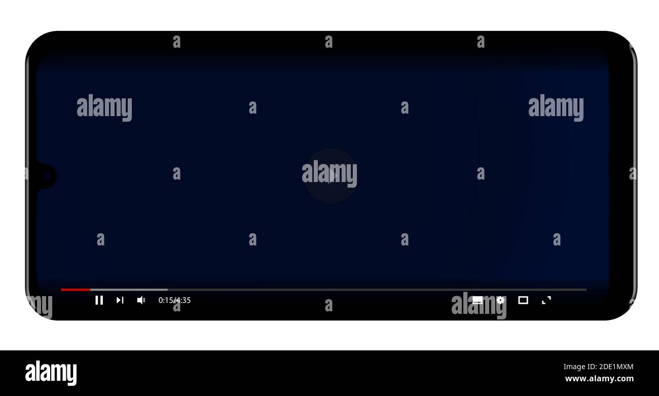 realistic dark blue smartphone with multimedia player screen template ...