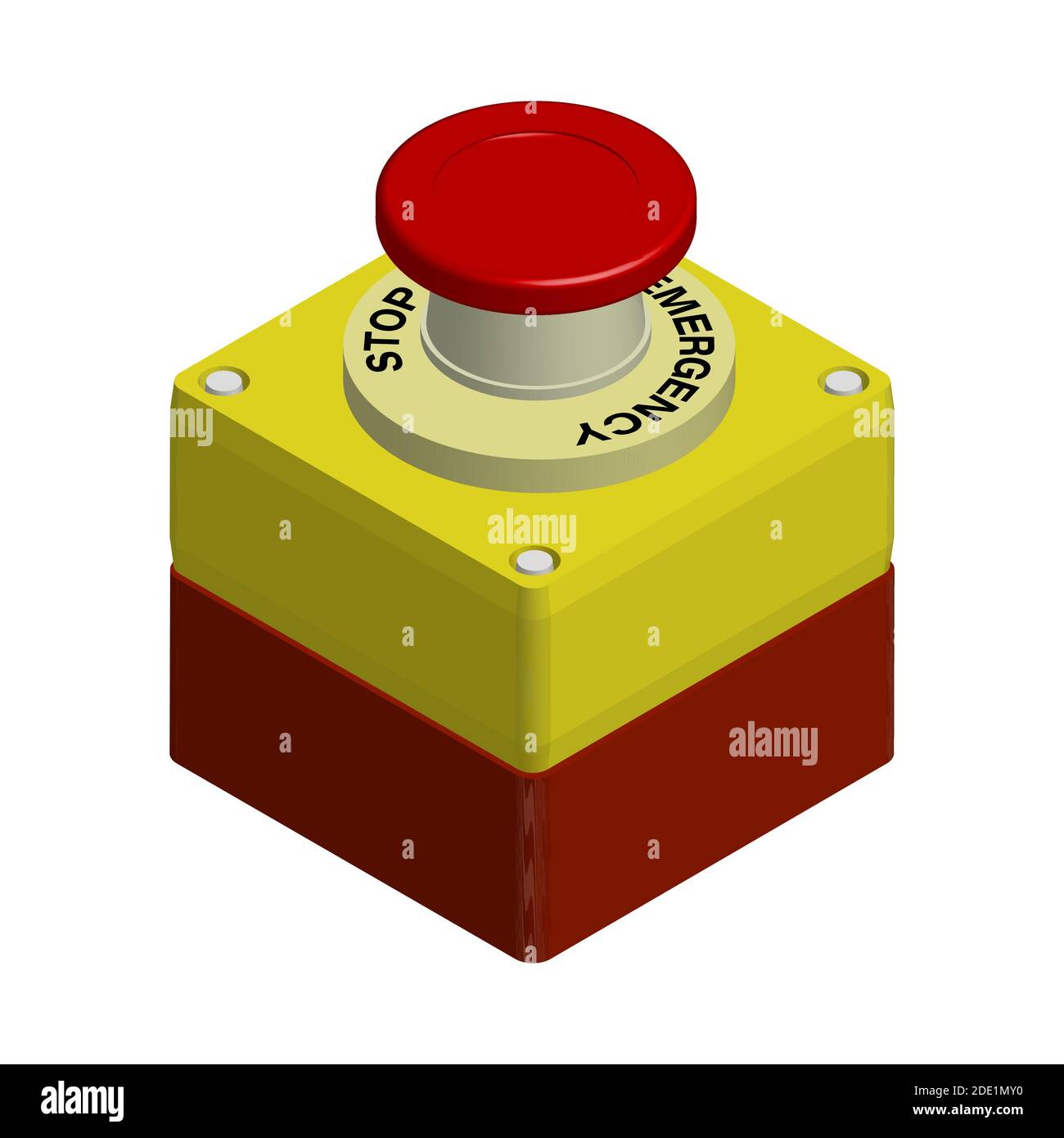 red emergency stop button. Actions in a dangerous situation. Realistic ...